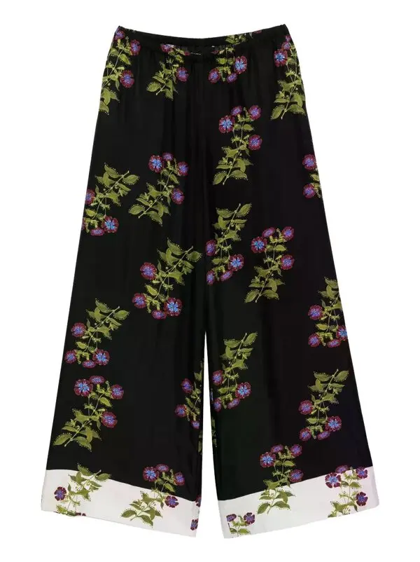 Cynthia Rowley Floral-print Trousers - Black