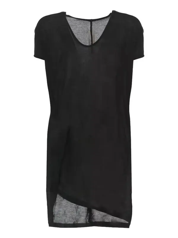 Rick Owens Temple Hiked V-neck T-shirt - Black