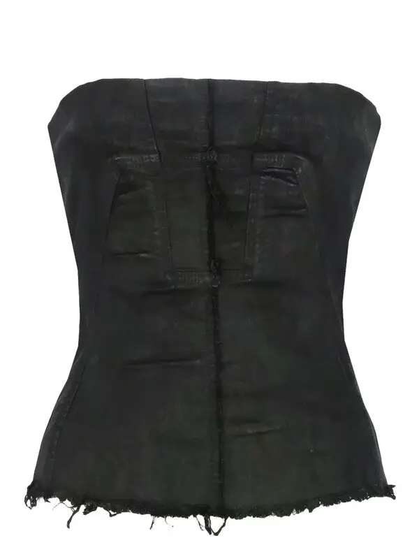 Rick Owens Bustier Top With Frayed Hem - Black