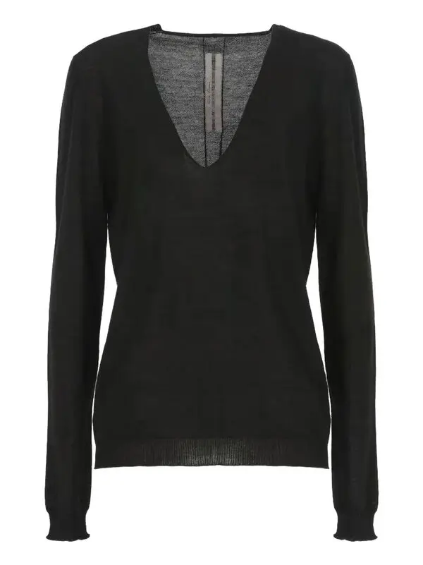 Rick Owens Temple V-neck Long-sleeve Sweater - Black