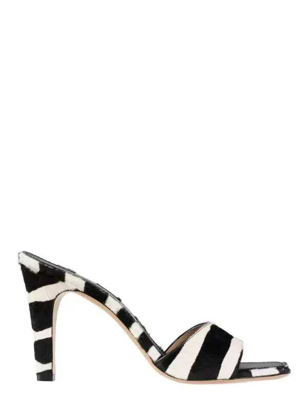 FERRAGAMO Heeled Pony Skin Slides - Black