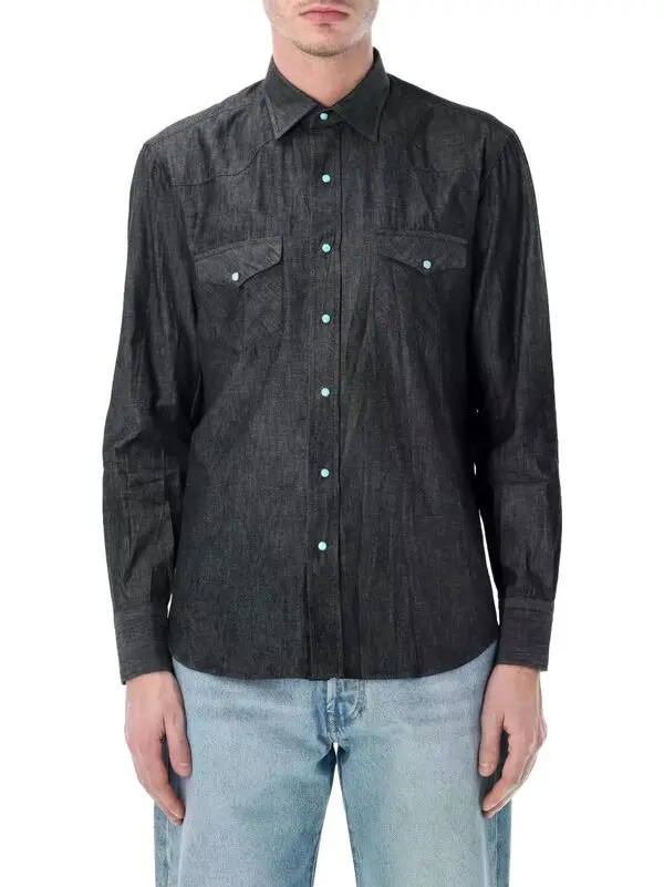 SALVATORE PICCOLO Texana Pocket Buttoned Shirt - Grey