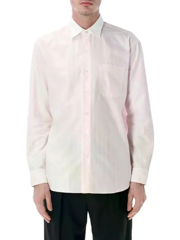 SALVATORE PICCOLO Alberto Striped Pocket Shirt - Pink