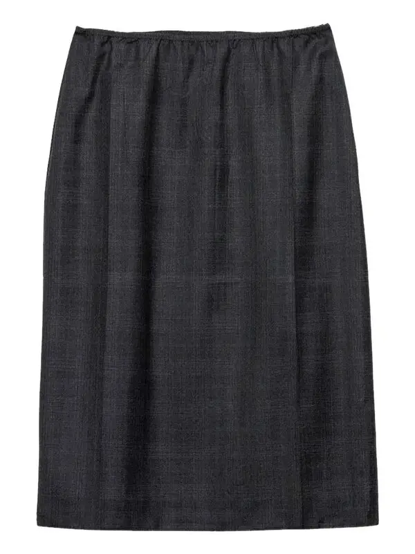 Prada Checked Wool Midi-skirt - Grey