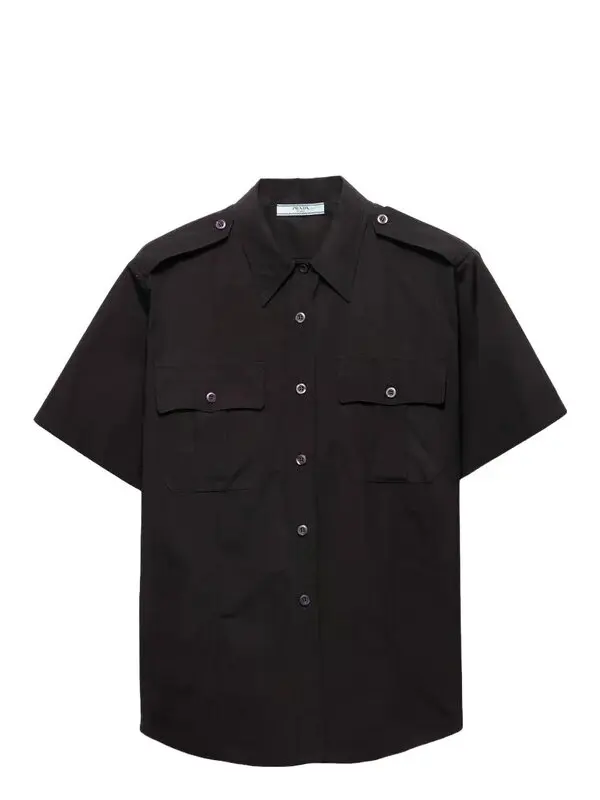 Prada Short-sleeved Poplin Shirt - Black
