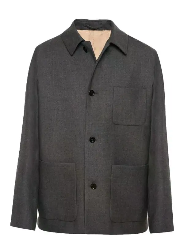 LARDINI Button Pocket Shirt - Grey