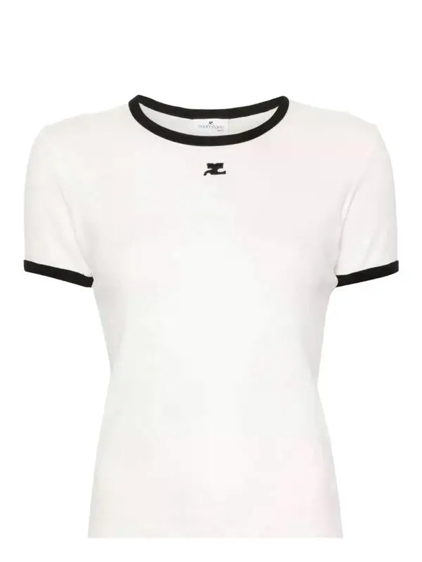 COURREGES Ribbed T-shirt - White