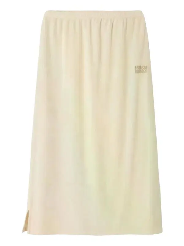 American Vintage Embroidered A-line Midi Skirt - Neutrals