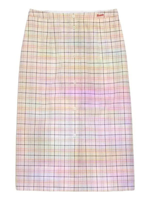 Prada Checked Cotton Poplin Pencil Skirt - Neutrals