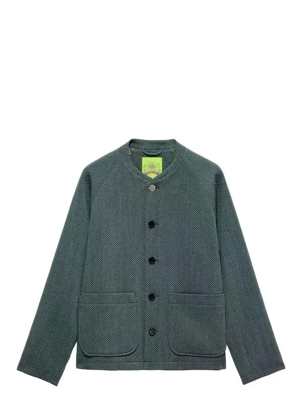 Shanghai Tang Herringbone Button Jacket - Green
