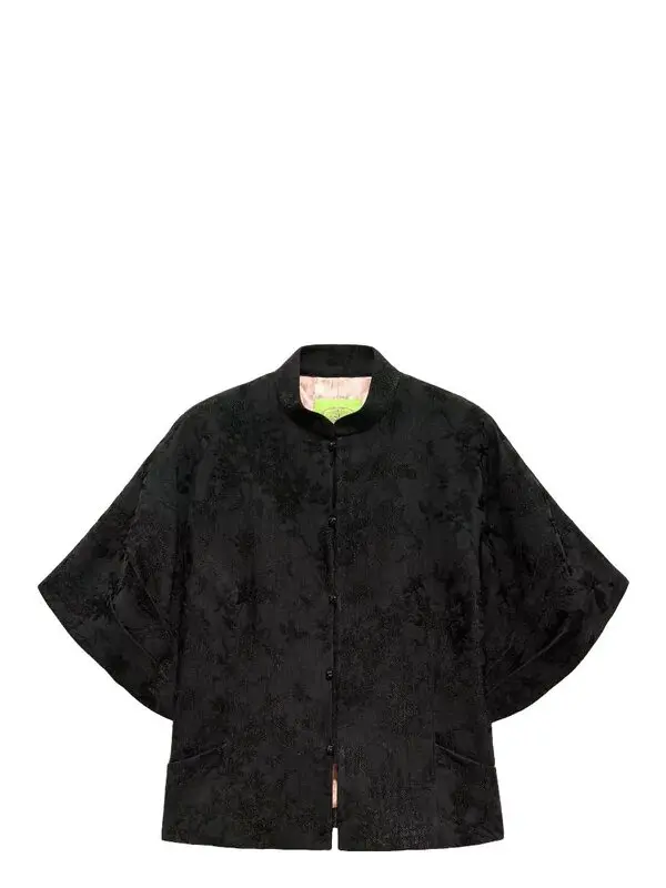 Shanghai Tang Jacquard Short Sleeve Jacket - Black