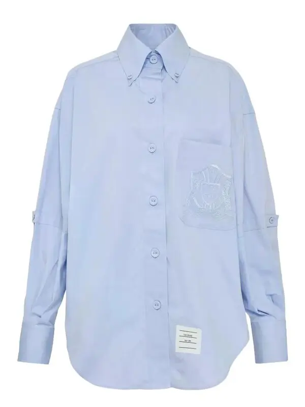Thom Browne Point-collar Long-sleeve Shirt - Blue