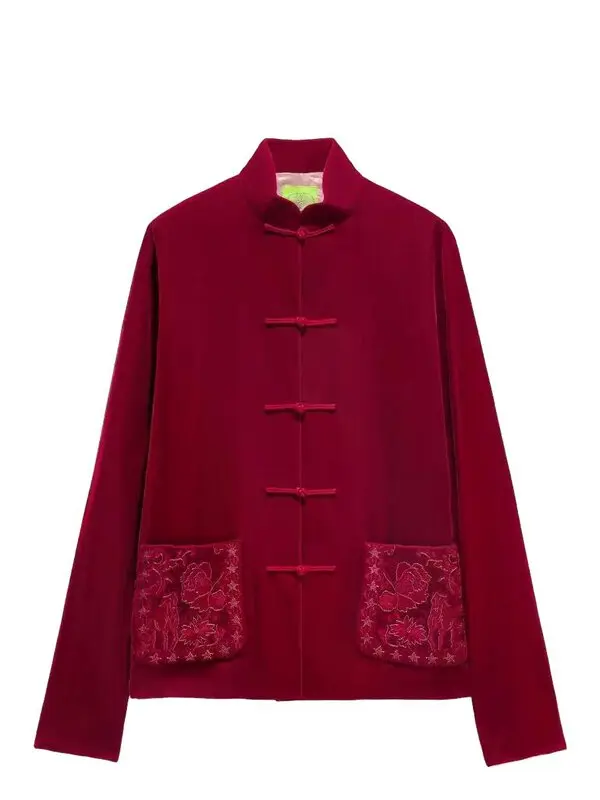 Shanghai Tang Embroidered Pocket Tang Jacket - Red