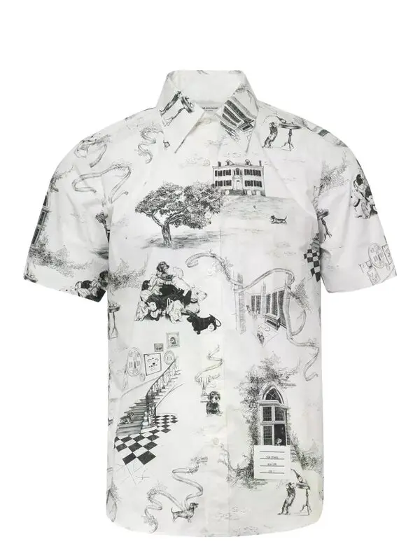 Thom Browne Straight-fit Print Shirt - White