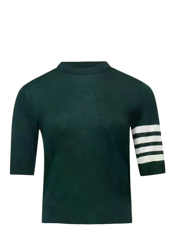 Thom Browne Striped Sleeve Tee Top - Green