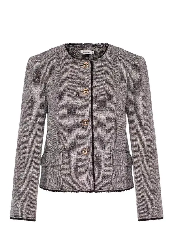 Simkhai Herringbone Fitted Jacket - Grey