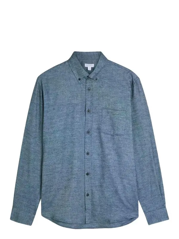 Sunspel Chest Pocket Button Shirt - Blue