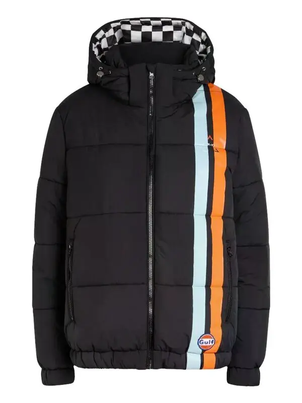 AN-Y1 Striped-detail Hooded Jacket - Black
