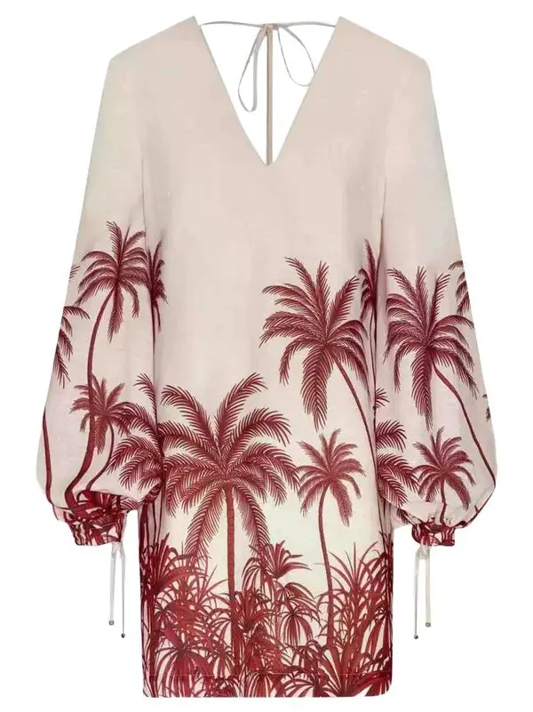 ANDRES OTALORA Tropical-print Mini Dress - Neutrals