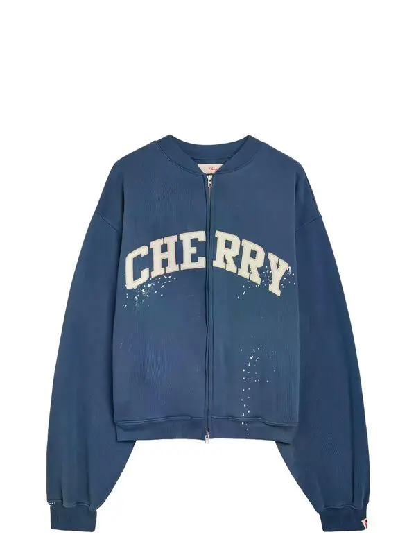 CHERRY LA Embroidered Zip-up Sweatshirt - Blue