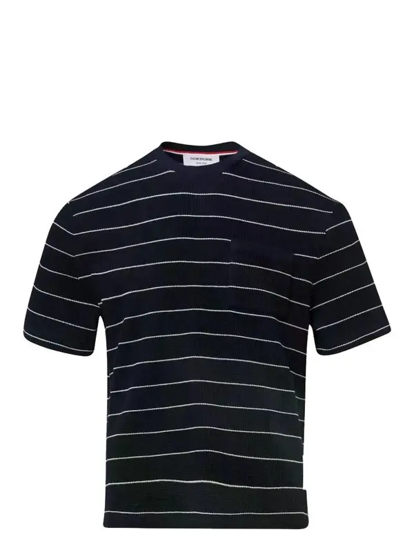 Thom Browne Striped Textured T-shirt - Blue