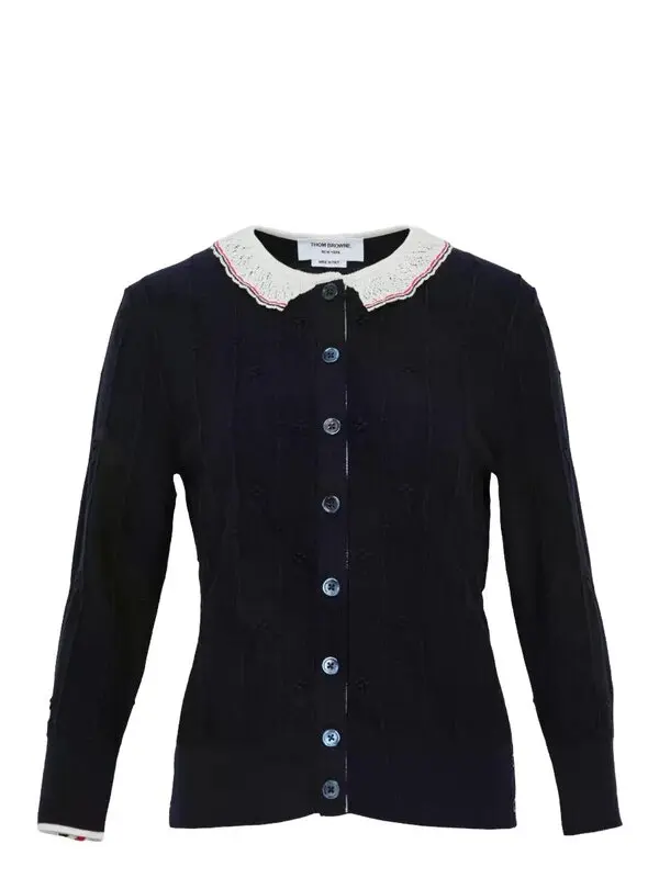 Thom Browne Bobble Stitch Sleeve Knit Cardigan - Blue