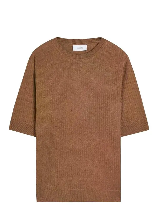LARDINI Ribbed T-shirt - Brown