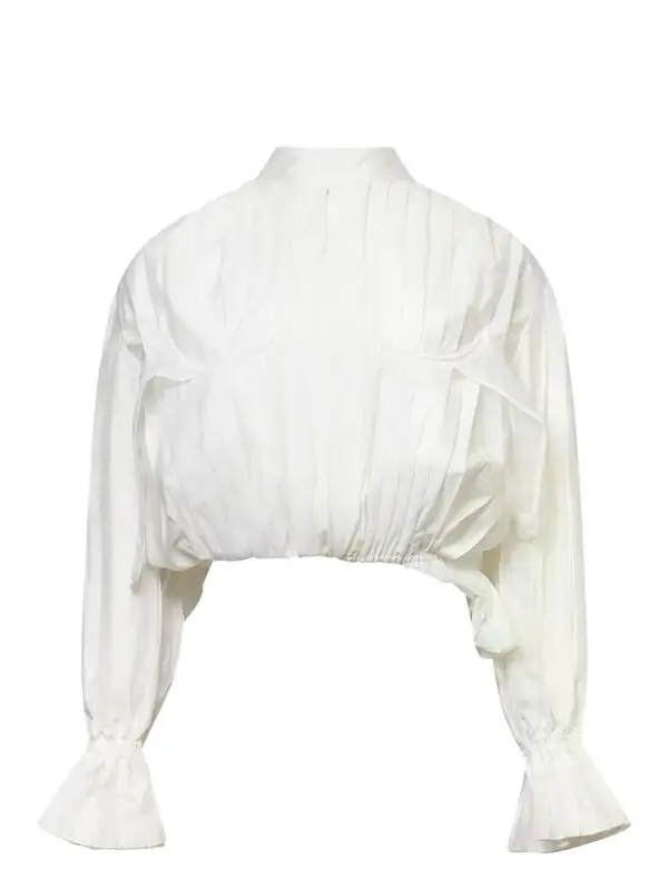 YCH Bralette Pleated Blouse - White