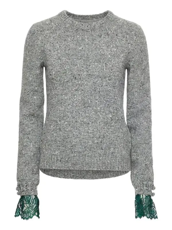 Valentino Garavani Sweater With Lace Cuffs - Grey