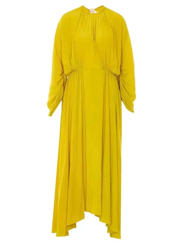 LANVIN Self-tie Pleated Maxi Dress - Yellow