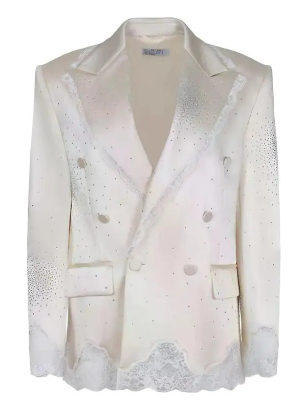 Giuseppe Di Morabito Lace-trim Crystal-embellished Blazer - White