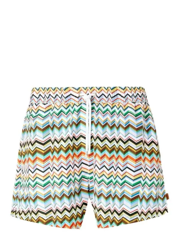 Missoni Zigzag Drawstring Swim Shorts - White