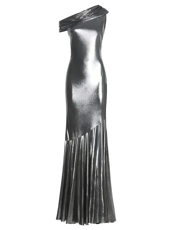 COLLINI MILANO One-shoulder Draped Dress - Silver