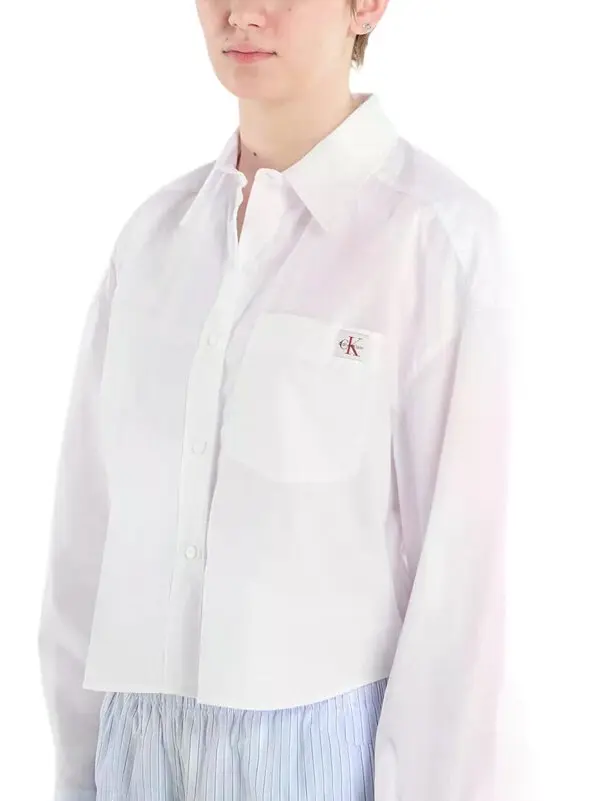 Calvin Klein Cropped Poplin Shirt - White