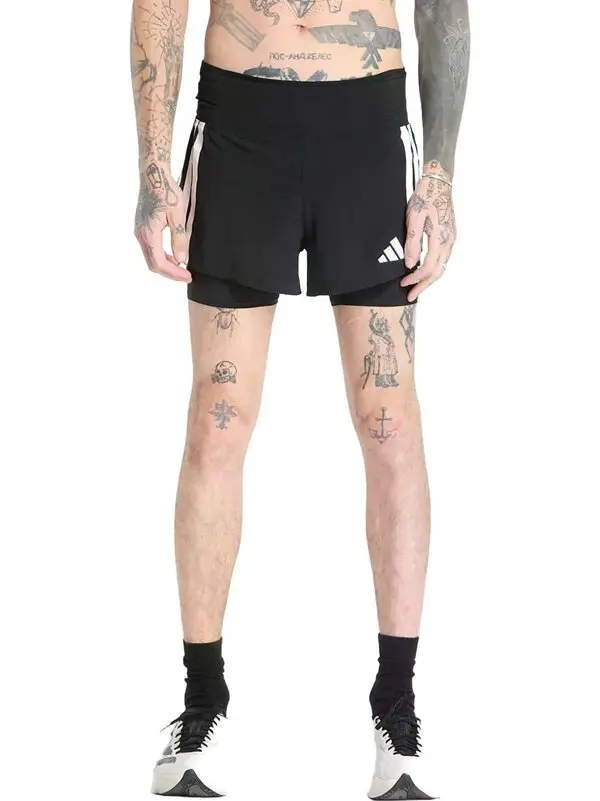 Adidas Adizero Stripe-detail Shorts - Black