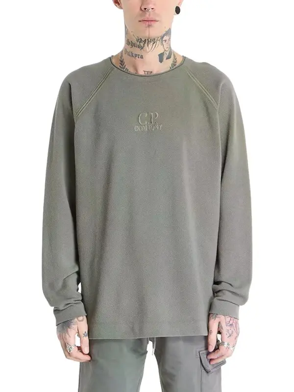 C.P. COMPANY Pigment-dyed Mock-neck Sweatshirt - Green