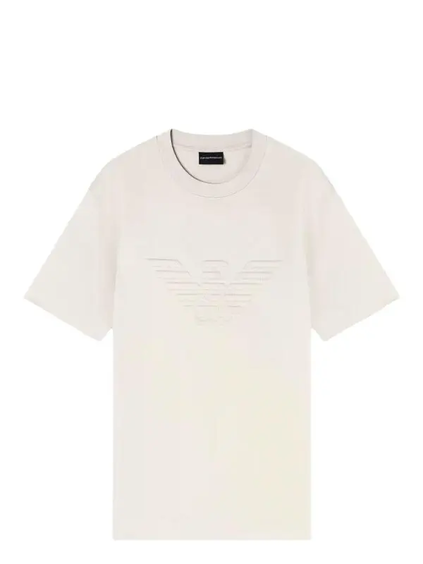 Emporio Armani Embossed-logo Round-neck T-shirt - Neutrals