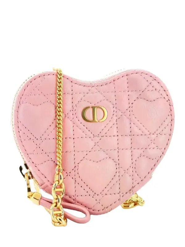 Dior Dioramour Caro Heart Pouch With Chain - Pink
