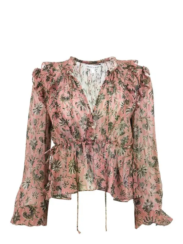 Veronica Beard Floral-print Ruffled Blouse - Pink