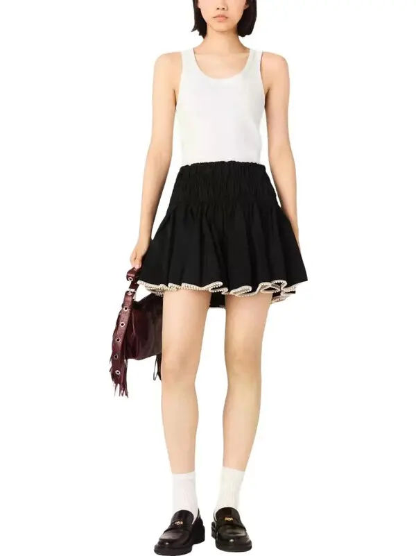 Maje Rib Knit Tank Top With Embroidered Logo - White