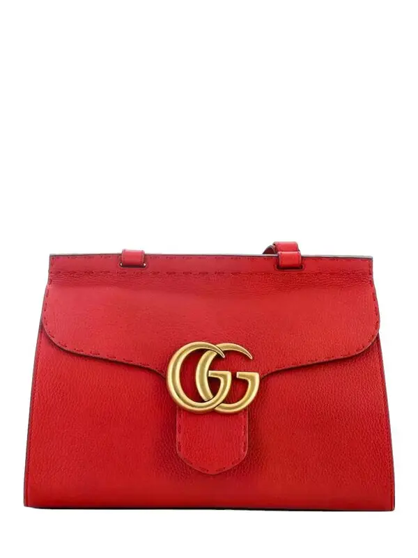 Gucci Gg Marmont Small Top Handle Satchel - Red