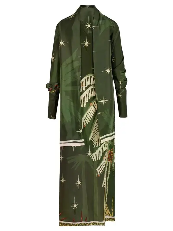Johanna Ortiz Eternity Begins Printed Wrap Maxi Dress - Green