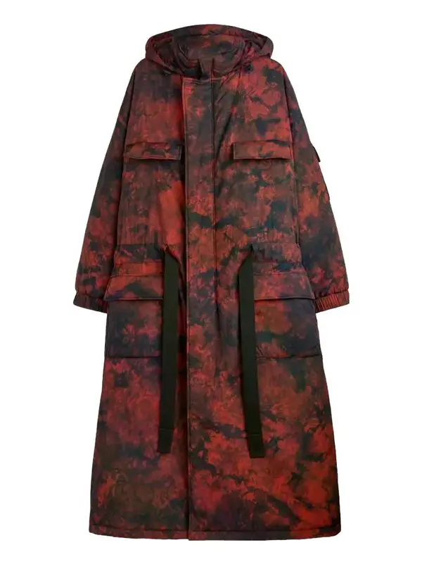 Y3 Aop Hooded Coat - Red
