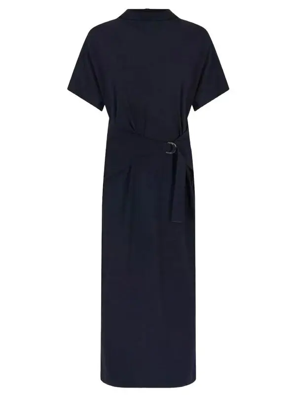 Brunello Cucinelli Short-sleeve Belted Midi Dress - Blue