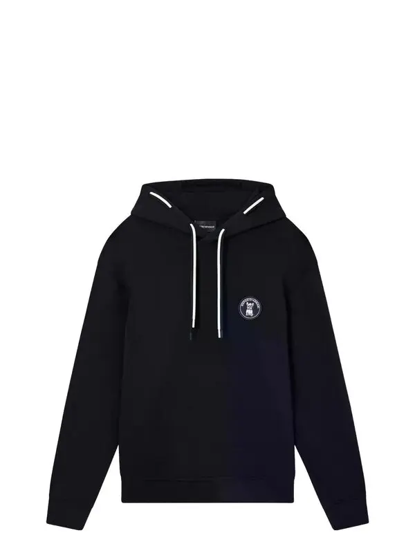 Emporio Armani Logo-patch Hoodie - Blue