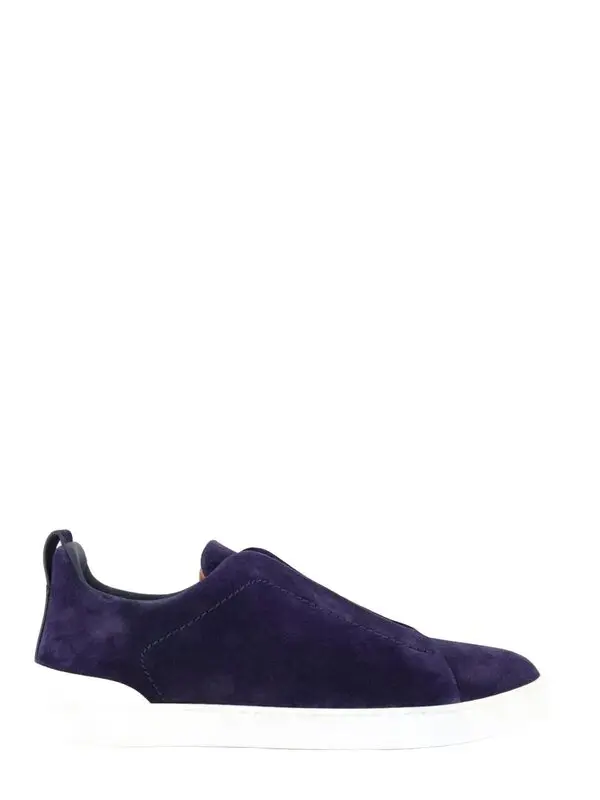 Zegna Triple Stitch Low-top Suede Sneakers - Purple