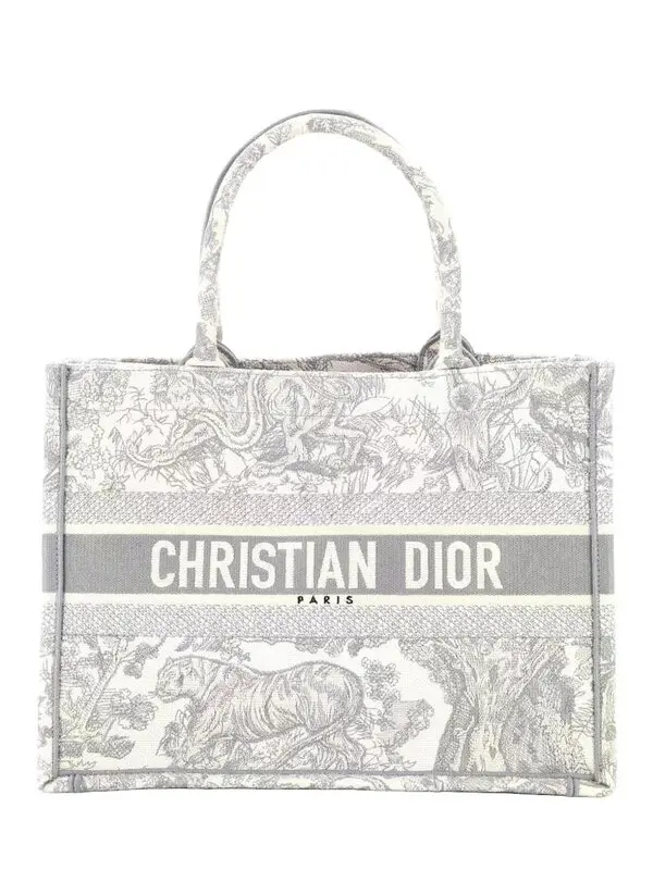 Dior Book Embroidered Medium Tote - Grey