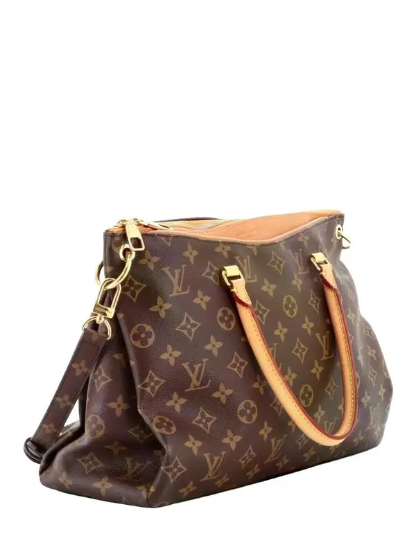 LOUIS VUITTON Pallas Tote Monogram Canvas With Leather Shoulder Bag - Brown