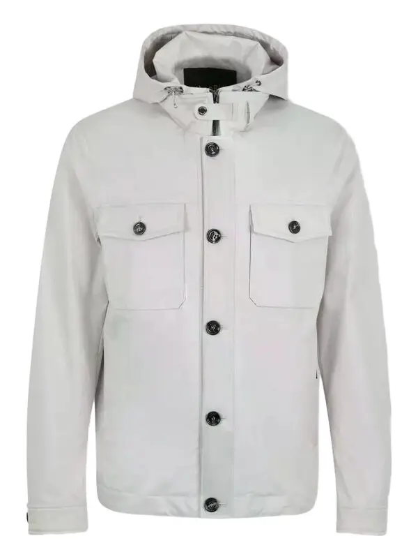 MOORER Buttoned Hooded Jacket - Grey