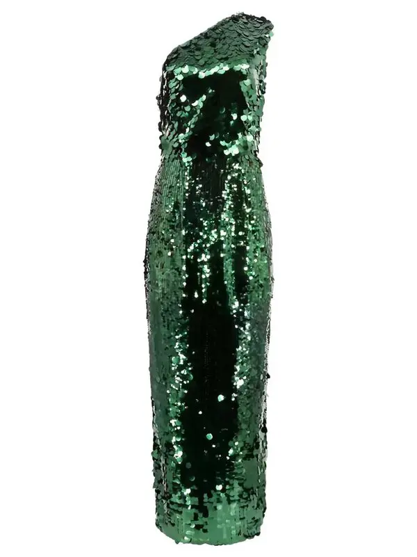 BRONX AND BRONCO Farah Sequin One-shoulder Gown - Green